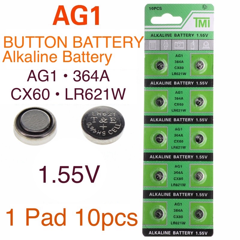 1.55V AG1 LR621W 364A Button Battery Alkaline Battery for WatchToys ...