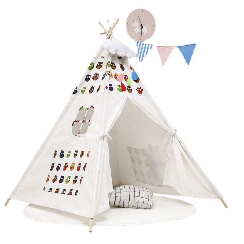 Toy DIY Tent Tipi Kids Natural Canvas Teepee Play Tent Toys Indoor ...