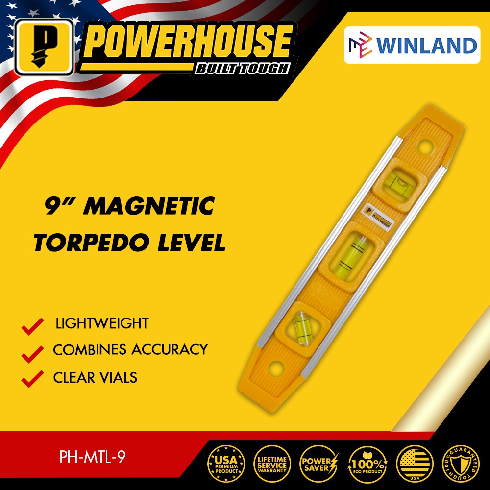 Powerhouse by Winland Magnetic Torpedo Level Bar 9" PH-MTL-9 | Shopee Philippines