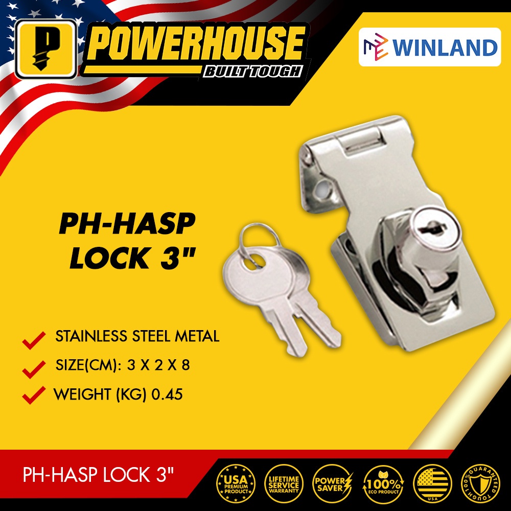 Powerhouse by Winland PH-HASP LOCK 2.5Inch-4Inch Stainless Steel Metal ...