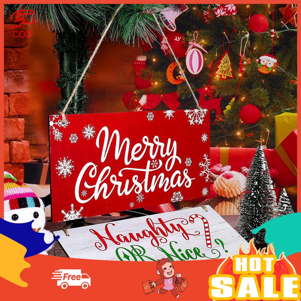 TS Classic Rectangle Christmas Door Sign Wood Rustic Style Hanging ...