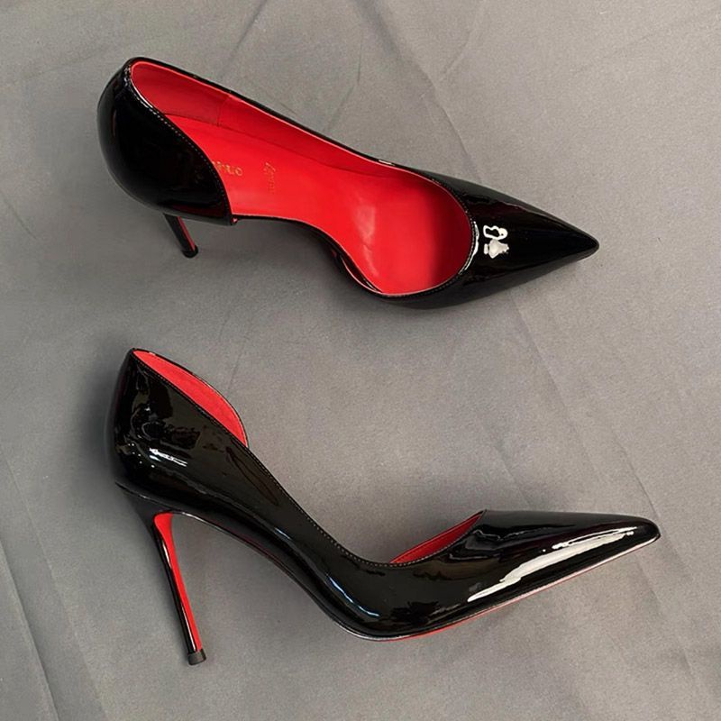 Side Empty Red Sole Black High Heels Women 2023 New Style Sexy Classy ...