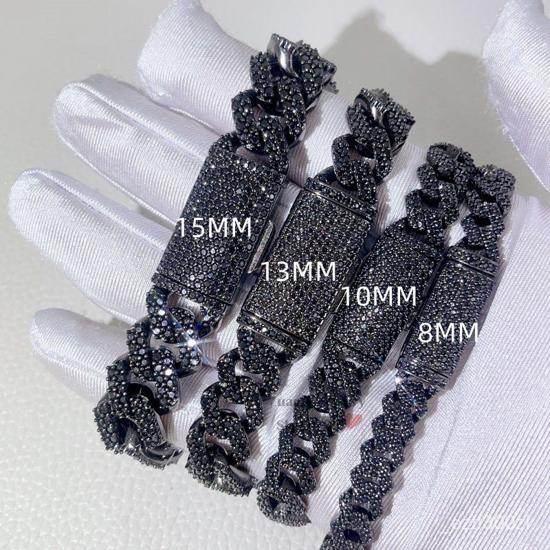 Rapper Jewelry Hip Hop Sterling Silver 8MM 10MM 13MM 15MM Black ...