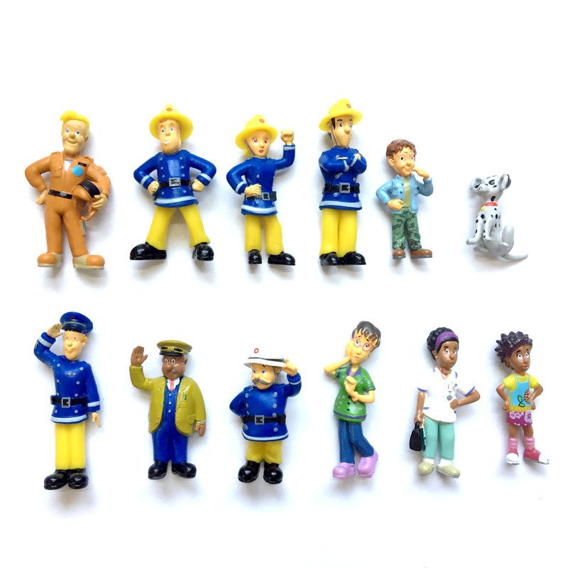 UK 12PCS Per Set Fireman Sam Action Figures Mini Characters PVC ...