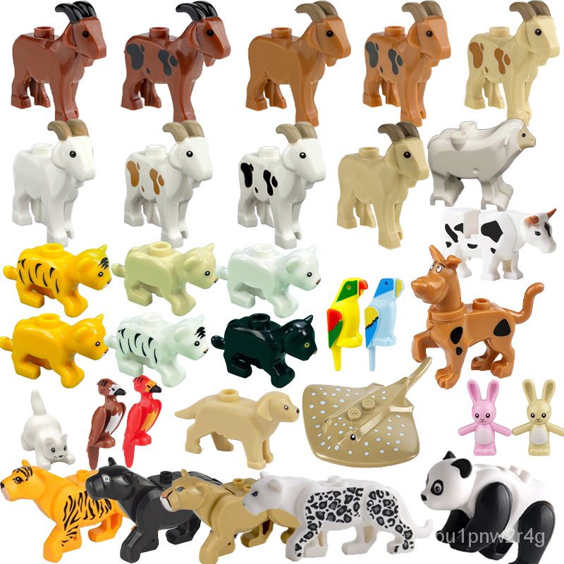 MOC City Animal Building Block Figures Goat Sheep Dog Lion Panda ...