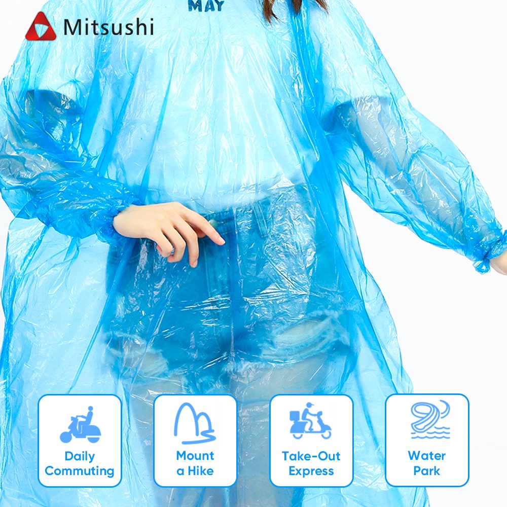 Mitsushi Disposable Raincoat Plastic Pocket Rain Coat for Adults ...
