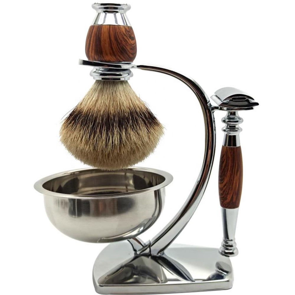 Luxury Wood Grain Manual Shaving Kit For Men With M3/M5 Safety Shave ...