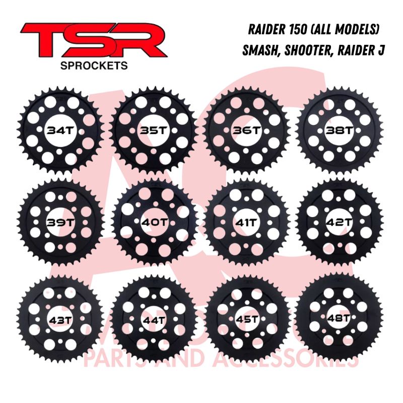 TSR Raider 150 (All models), Raider J, Smash. Shooter Rear Sprocket 428 ...