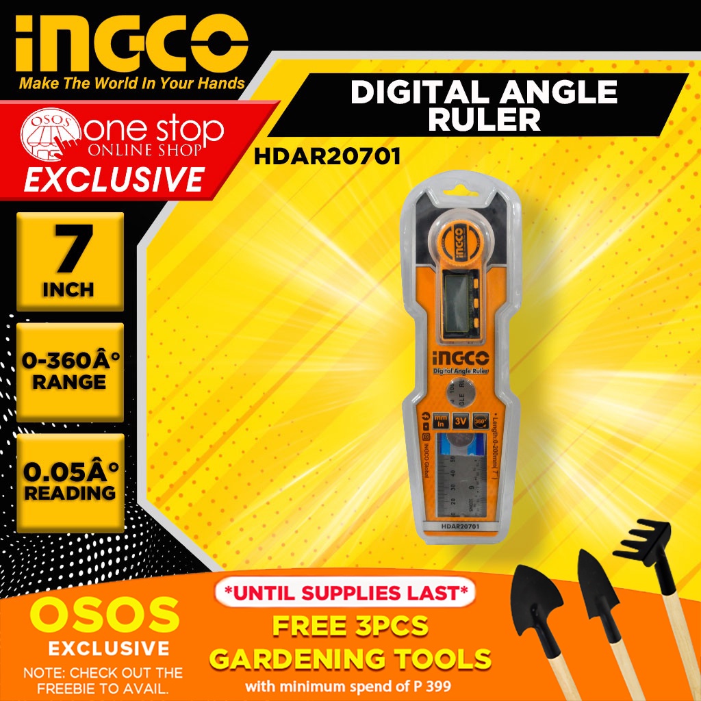 INGCO Original Stainless Steel Digital Angle Ruler 0-200mm(7 ...