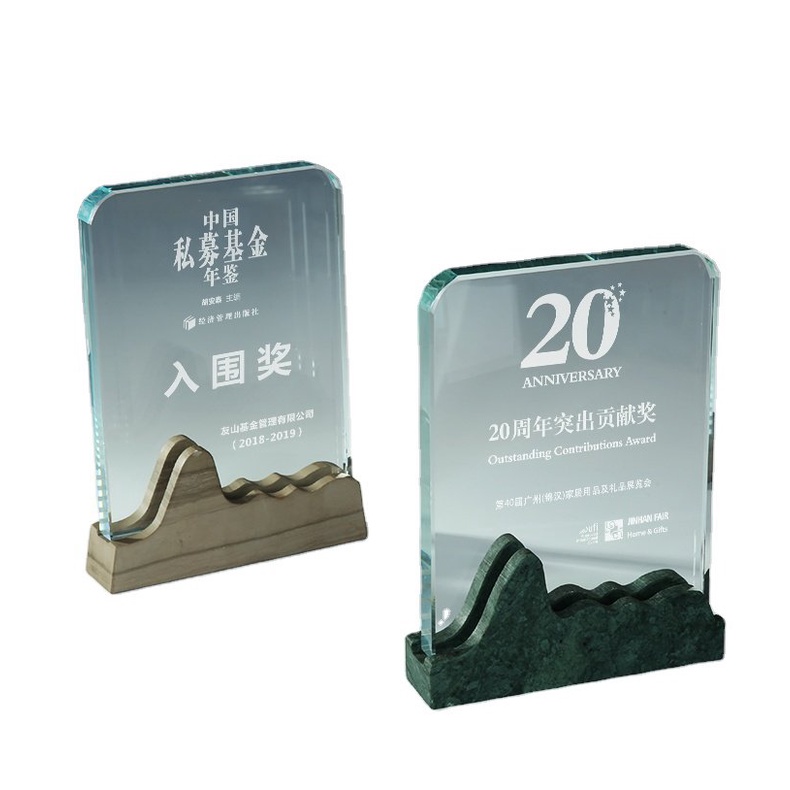 High-end Business Awards Wooden Shield Plaque Blank Glass Crystal ...