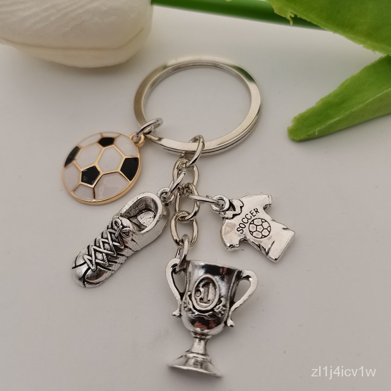 Metal Keychain I Love Soccer Football Uniforms Trophy Key Ring Sports ...