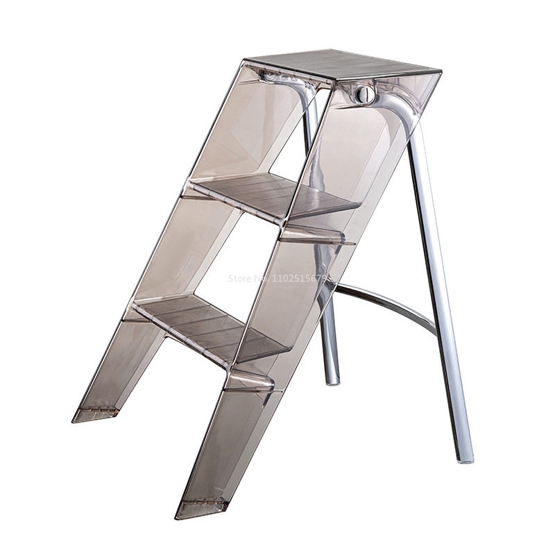 Transparent Acrylic Household Plastic Ladder Folding Indoor Thickened ...