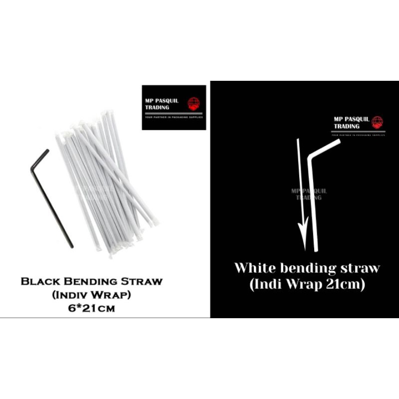 100pcs Plastic Bending Straw BLACK w/ Paper INDIV Wrapped | Shopee Philippines
