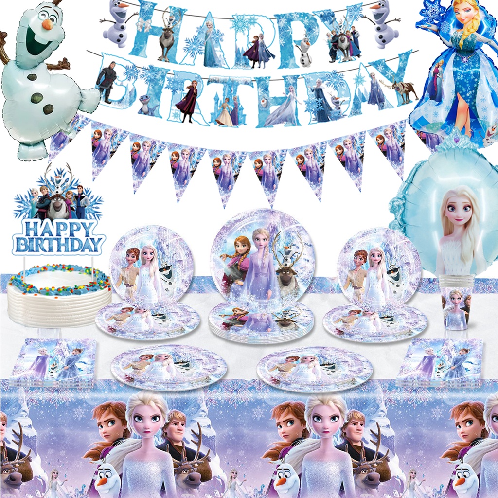 Cartoon Frozen Elsa Theme Kids Birthday Party Decorations Tablecloth ...
