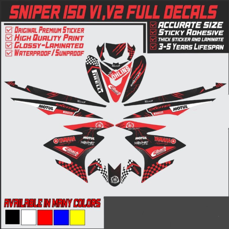 sniper 150 v1 V2 eibach motul full body decals printed laminated ...
