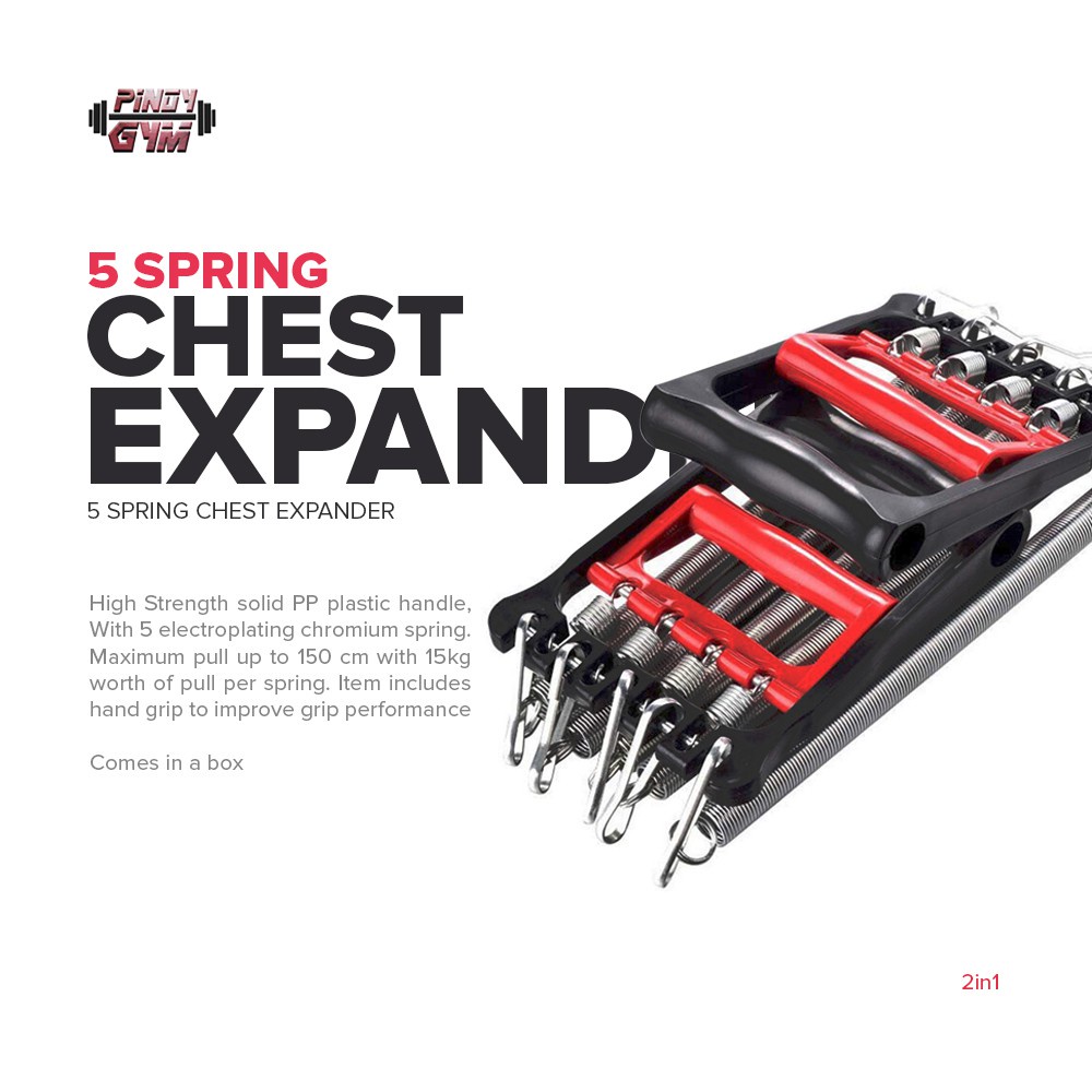 Pinoygym Chest Expander and Hand Gripper 5 Springs Muscle 2in1 | Shopee ...