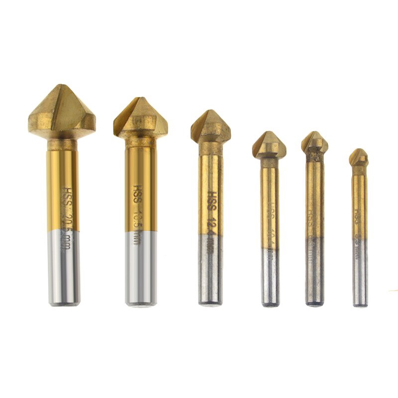 ๑6pcs 3 Flute 90 Degree HSS Chamfer Chamfering Cutter End Mill Tool ...
