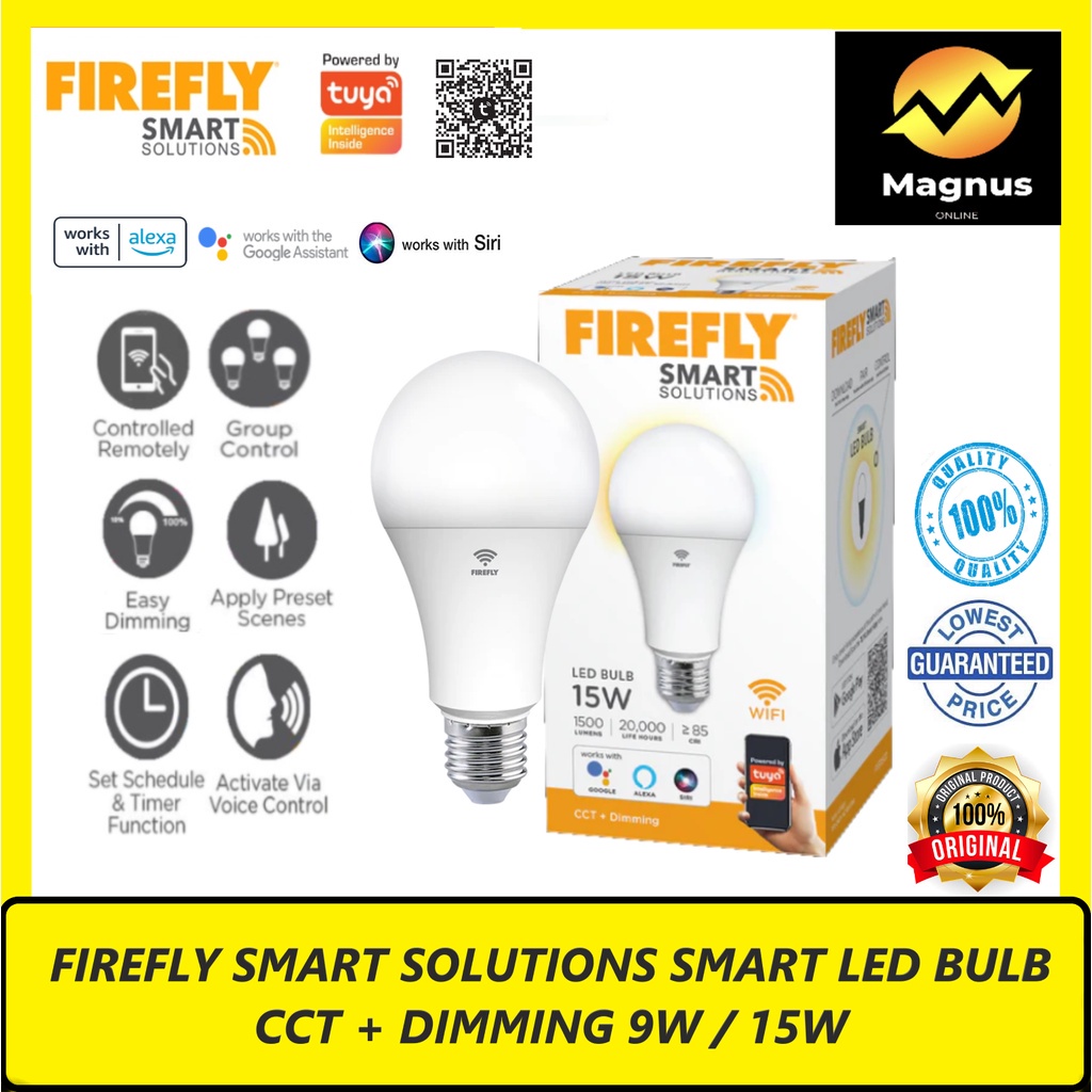 ☂Firefly Smart Solutions Smart LED Bulb CCT + Dimming 9w / 15w | Shopee ...