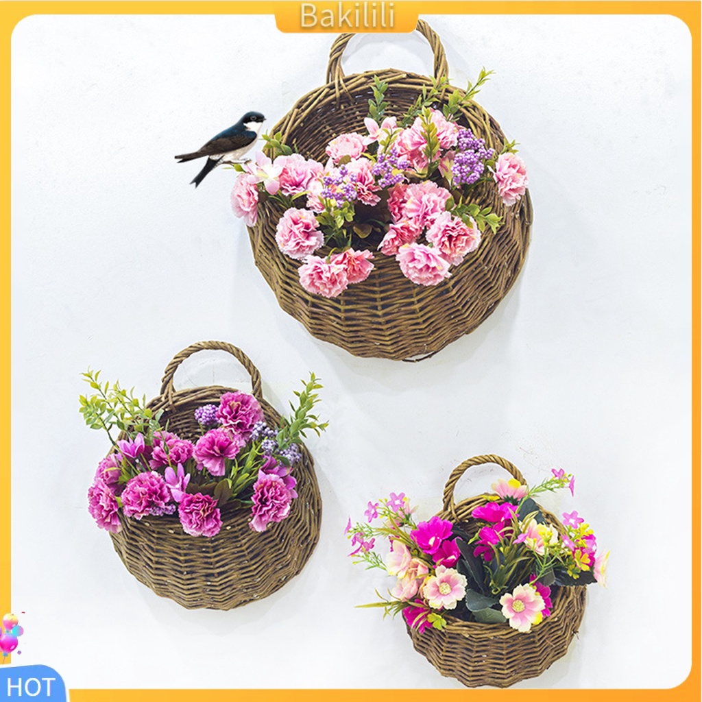(Bakilili) Round Flower Baskets Decorative Long Lasting Wicker Flower ...