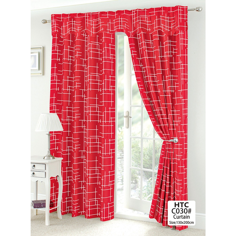 ∋Simple Style Plain Curtains Red Kurtina Sales Room Decorations Curtain ...
