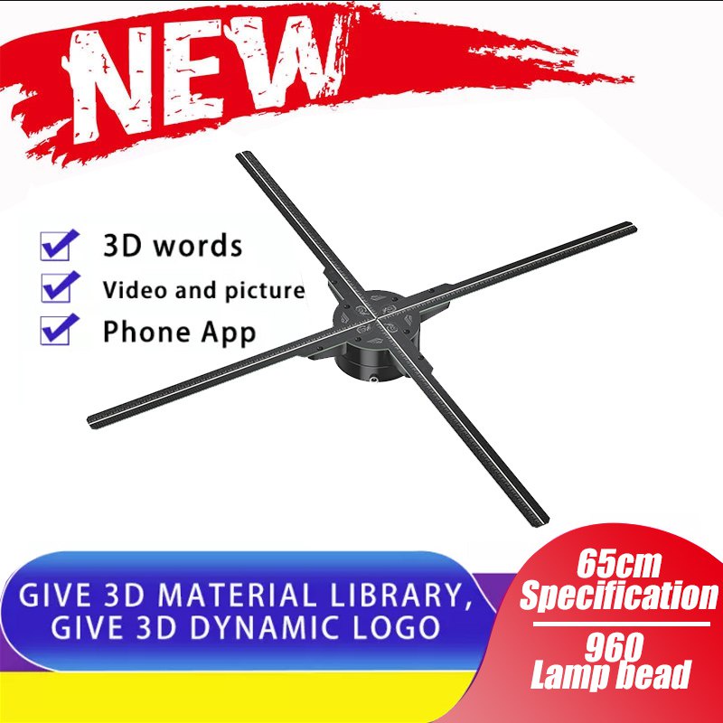 65CM 3D hologram projection LED fan advertising Light rotating air imaging suspension stereo ...