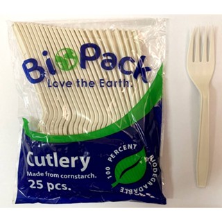 Disposable spoon, fork, knife Cornstarch biodegradable BIOPACK (25pcs ...