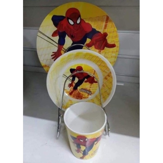 ☑3in1 Spiderman Character Plate Set | Shopee Philippines