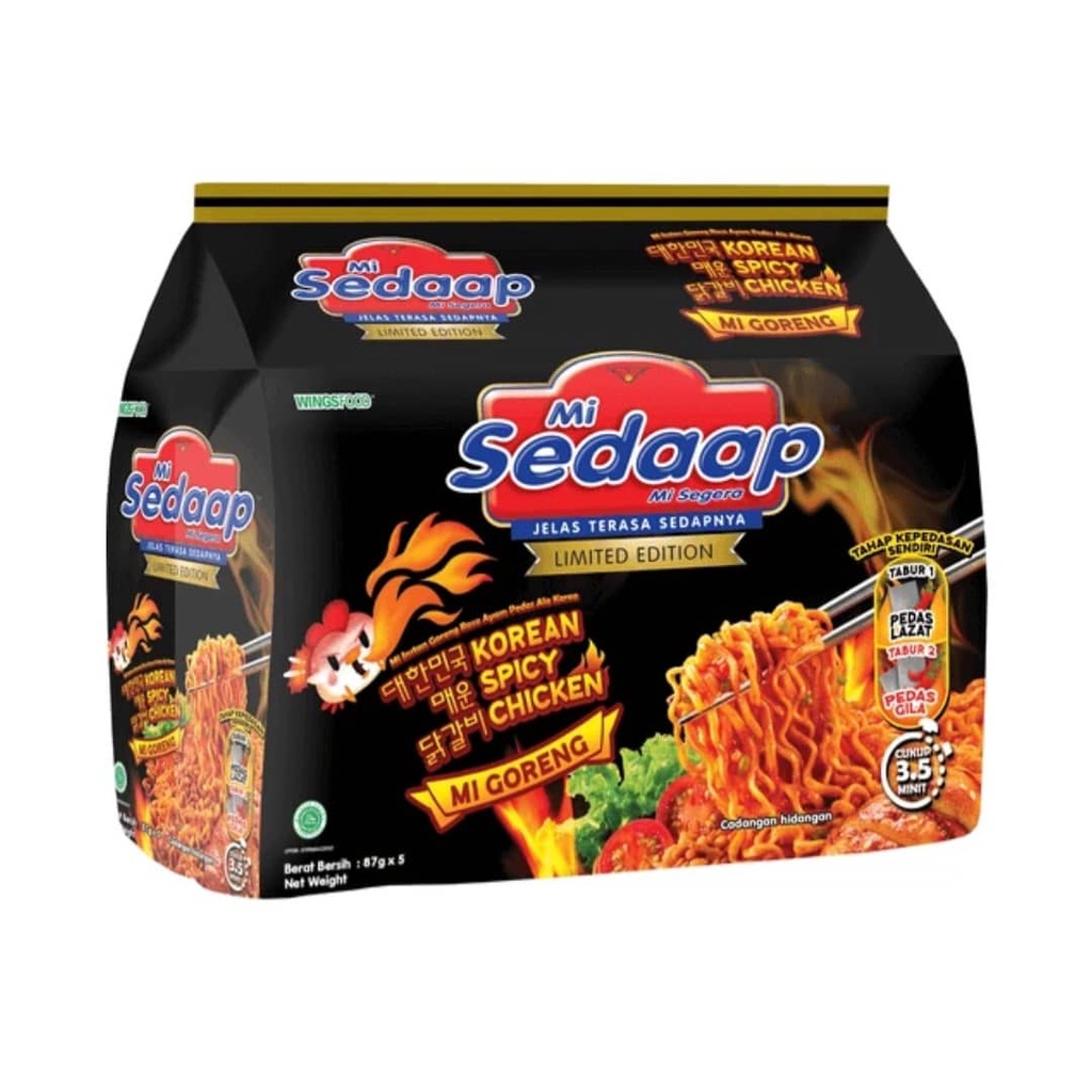 ♣MI SEDAAP Black Korean Spicy Chicken Mi Goreng Fried Noodles(87gx5's ...