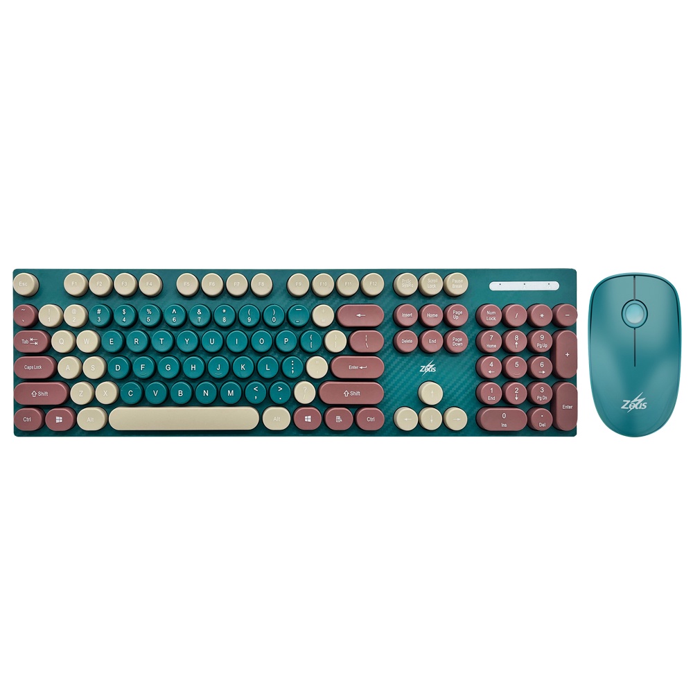 Zeus K-200 Rainbow Slim 2.4GHz Wireless Keyboard And Mouse Set W/ USB ...