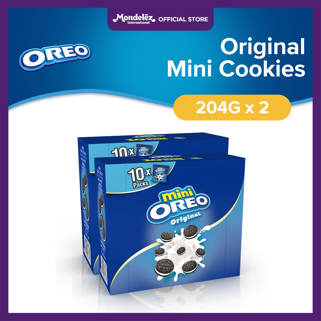 Oreo Mini 10 Pouches - Vanilla Flavor 204g Sandwich Cookie Snack with ...