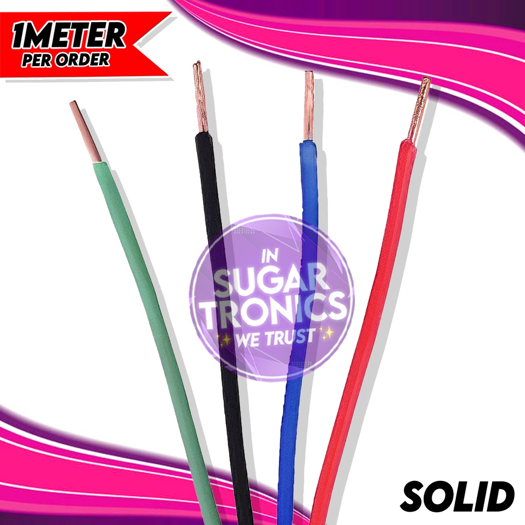 Solid Wire 22 AWG 1 Meter Electrical Copper Cable LED Audio DIY ...