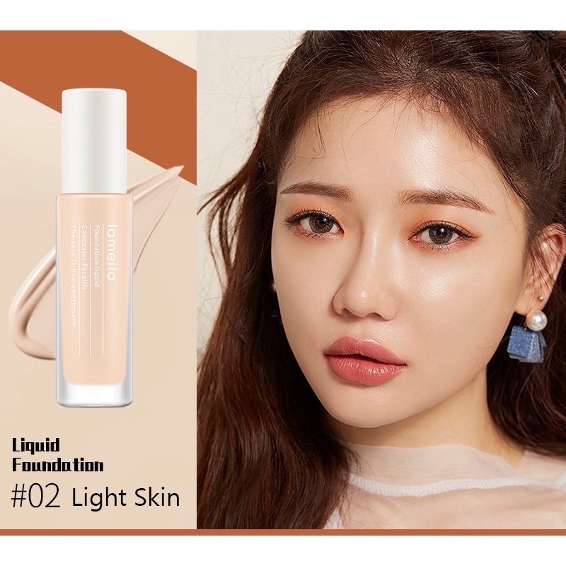 Lasting Face Matte Liquid Foundation with Brush Ultra-thin Base Makeup Moisturizing Oil Control ...