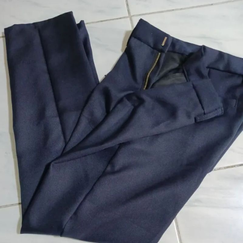 pants navy blue bakal zipper (semi baston) | Shopee Philippines