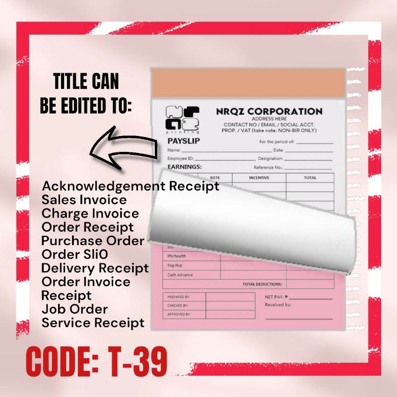 4x5 Customized/Carbonized-PAYSLIP, PAYROLL, REMITTANCE SLIP, CASH ...