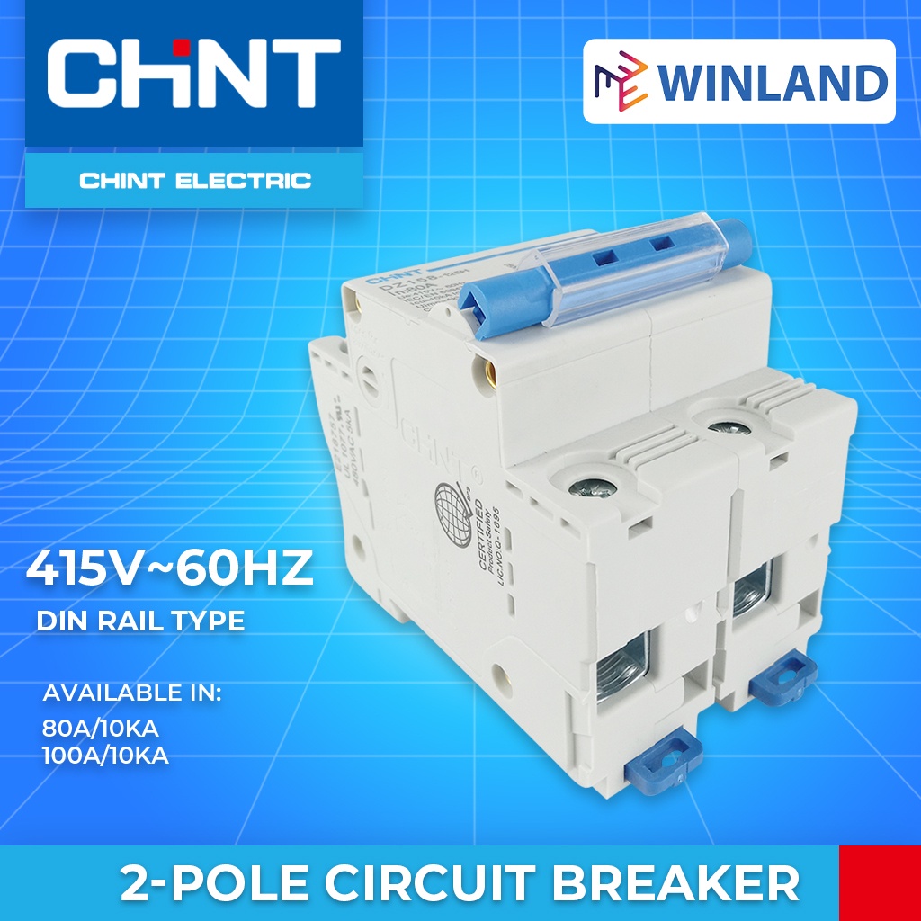 CHINT by Winland Main Miniature Circuit Breaker (MCB) 2-Pole (DIN Rail Type) 80A, 100A, 10KA ...