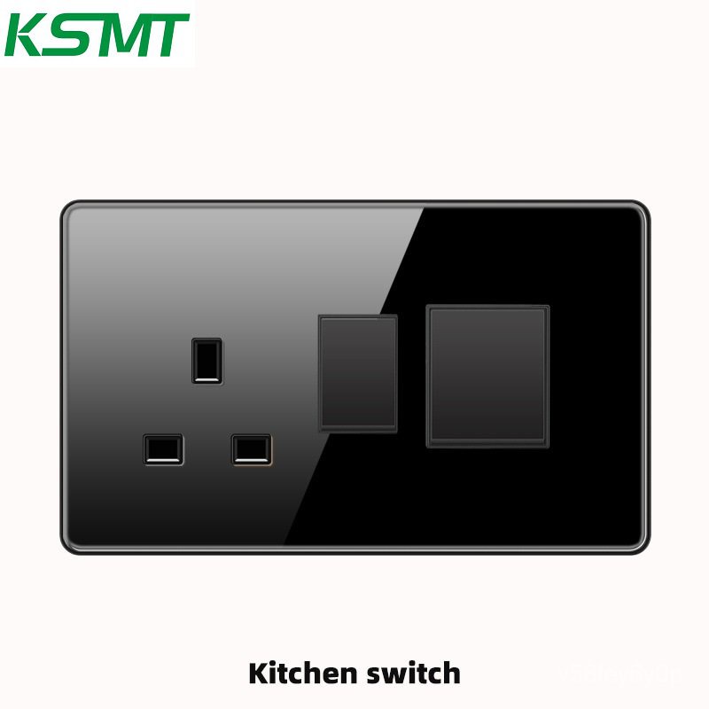 Kaisi 86*146mm Tempered Glass cooker socket switch black kitchen socket ...