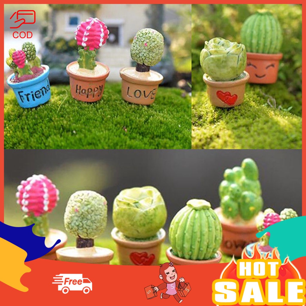 (Mini)Tworsen Small Resin Potted Artificial Plant Flower Cactus ...