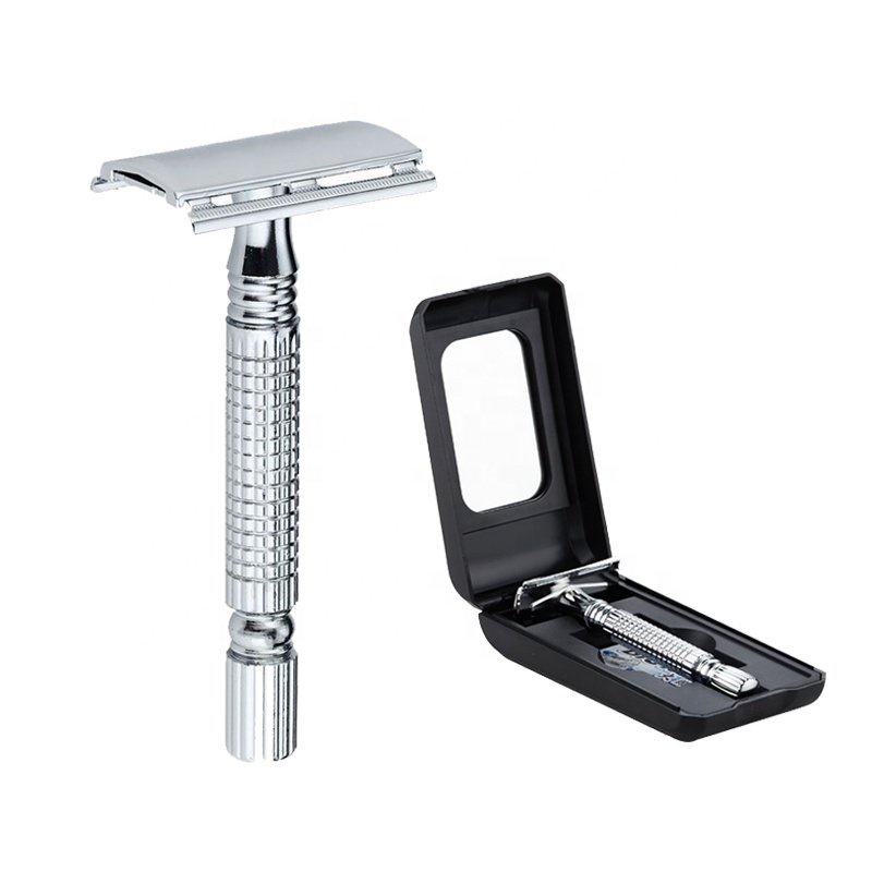 Metal safety razor man shaving double edge blade razor with dressing ...