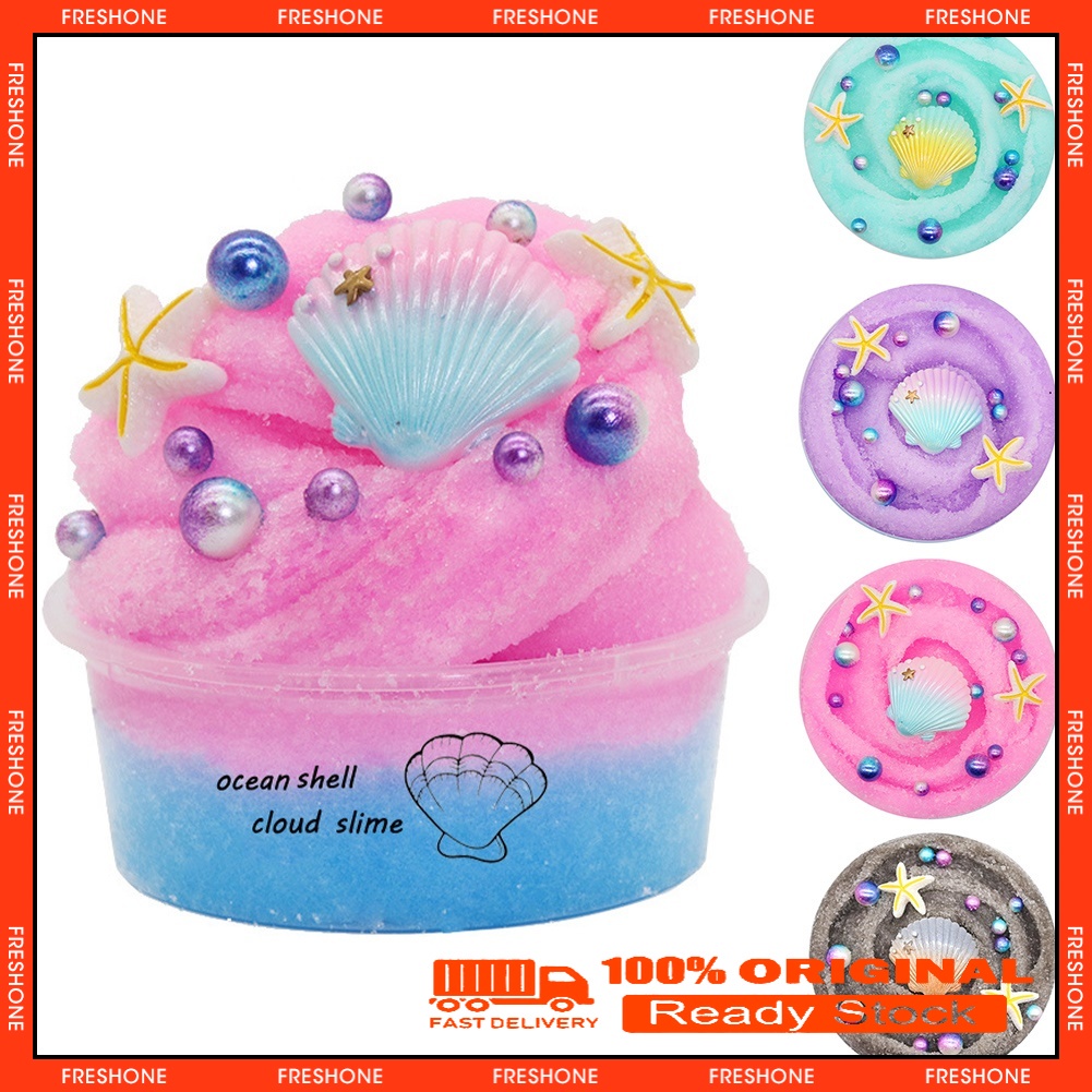 FRE-60ml Soft Fluffy Ocean Shell Slime Clay Plasticine Mud Stress ...