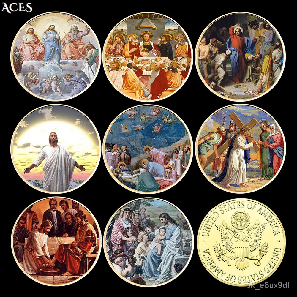 8styles Jesus GOLD Coin Biblical Story Commemorative Coin In Capsule ...