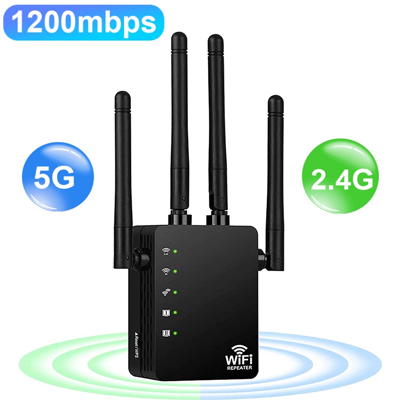 5 Ghz WIFI Extender Wireless Wi-Fi Booster Repeater 1200Mbps Network Amplifier 802.11ac Long ...