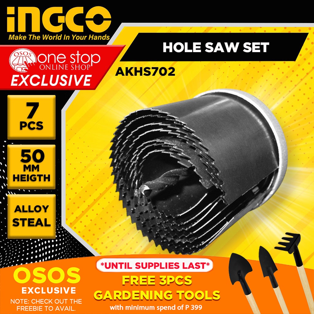INGCO Original Hole Saw 7pcs/SET for Plywood Drywall Wood Plastic ...