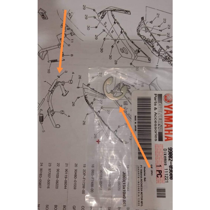 ☎☾YGP- C-CLIP "lock "FOR CENTER STAND FIT FOR AEROX V1/V1, & MIO M3 ...