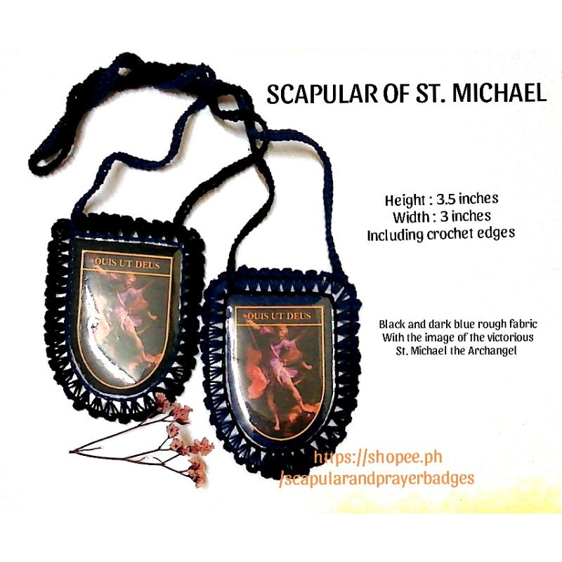 ☫Scapular of St. Michael the Archangel (Dark Blue and Black cloth ...