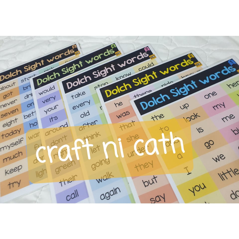 ⊙ Laminated Educational Chart A4 Size DOLCH Sight Words by Craft ni ...