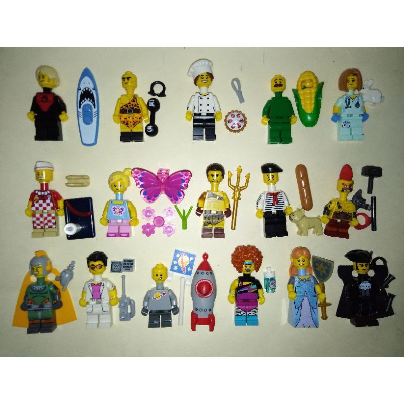 ♙Lego series 17 minifigure characters Hotdog Rocket Corn Elf Vet Baker ...