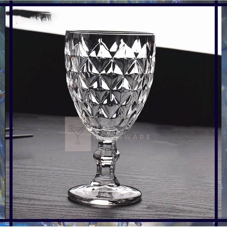 UNIGLASSWARE [6PCS] 300ML High Quality Diamond Goblet Beverages Wine ...