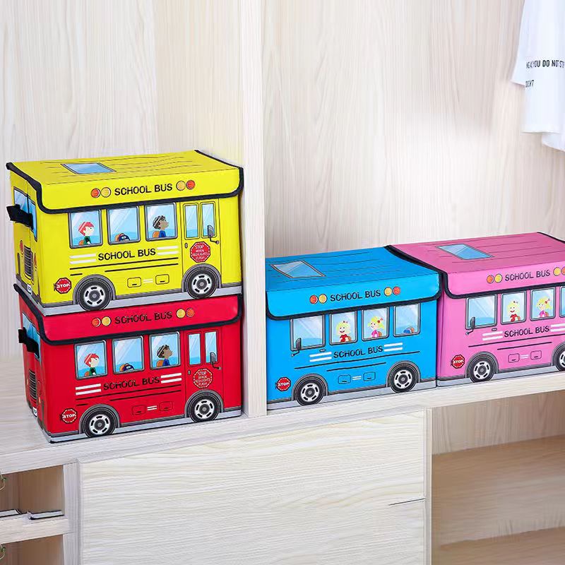 vita Children School Bus Style Storage Box Foldable Clothes Toy ...