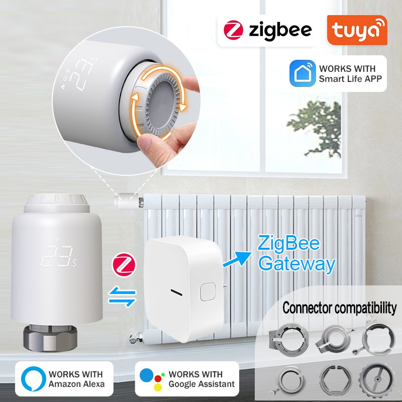 Tuya ZigBee 3.0 TRV Wireless Smart Radiator Room Thermostat Heater Wifi Thermostatic Head Valve ...