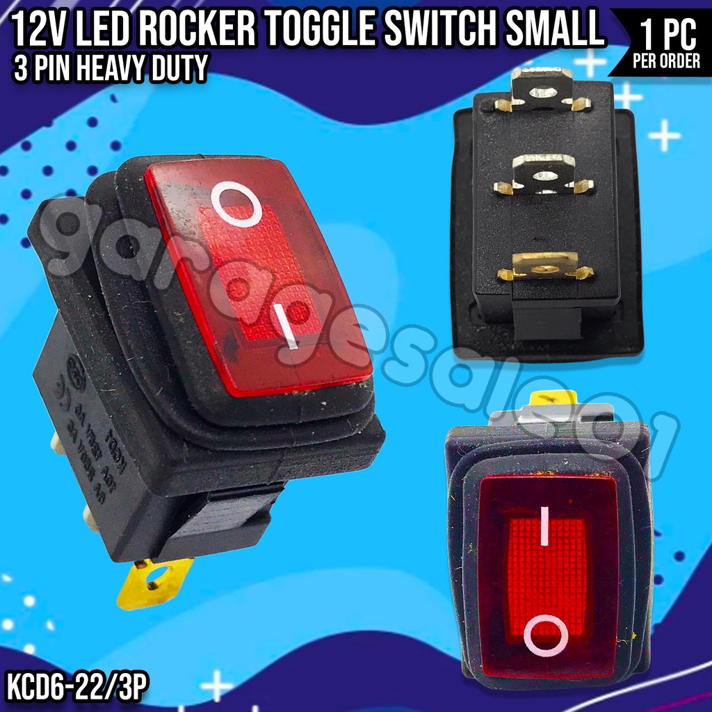 ⚡Waterproof 3 Pin 12V LED Rocker Toggle Switch small⚡ | Shopee Philippines